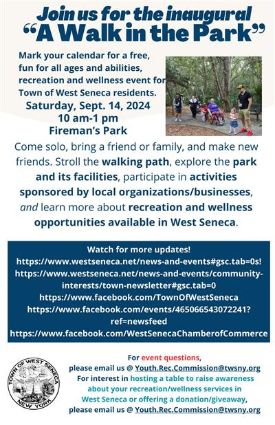 West Seneca Youth & Recreation: A Walk in the Park
